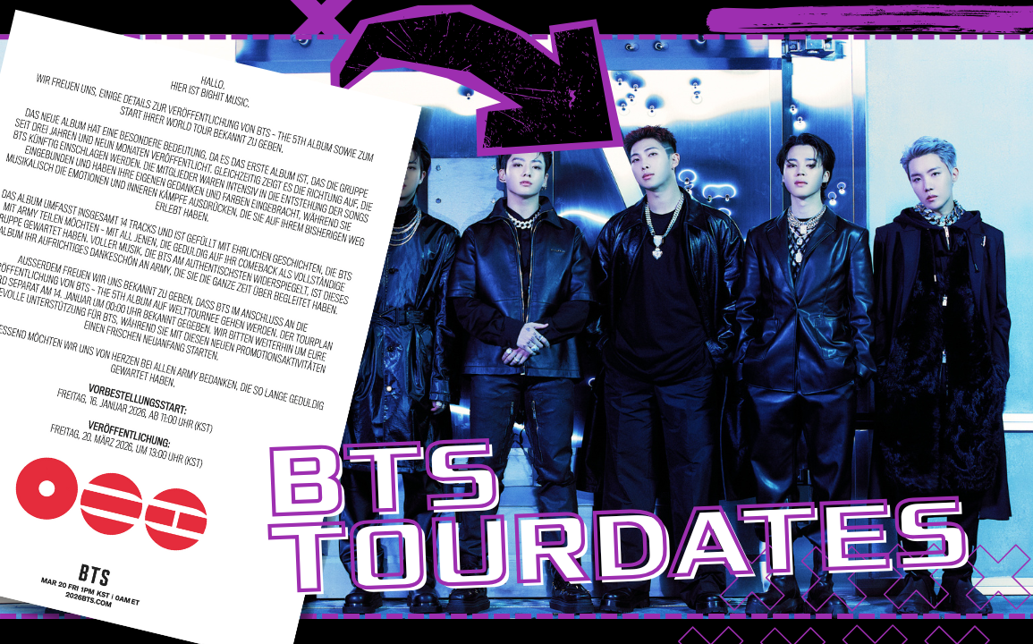 Größtes Comeback 2026: BTS kündigen Tourdaten und Datum für Album ...